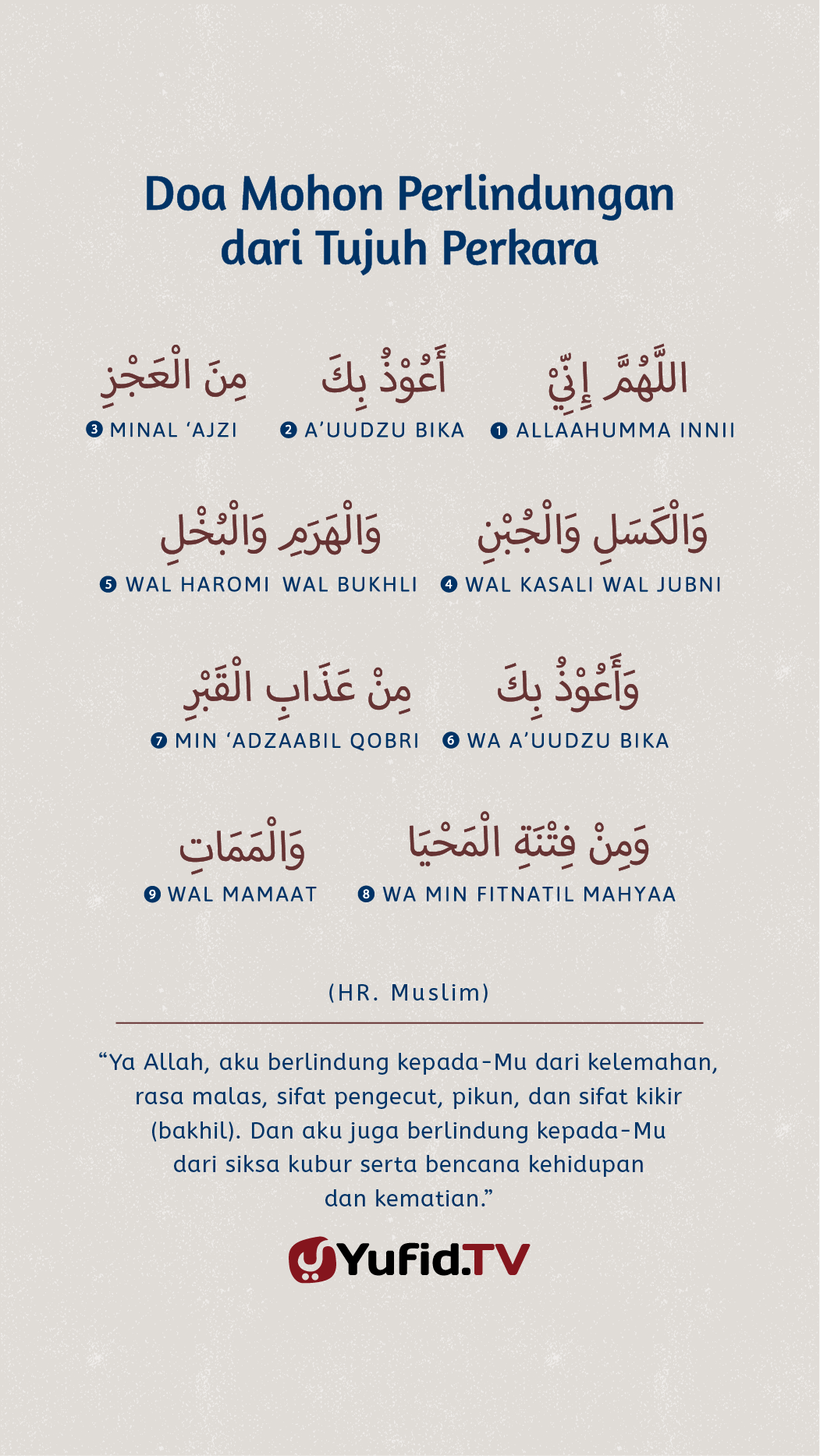 Doa Mohon Perlindungan Dari Tujuh Perkara Yufidia